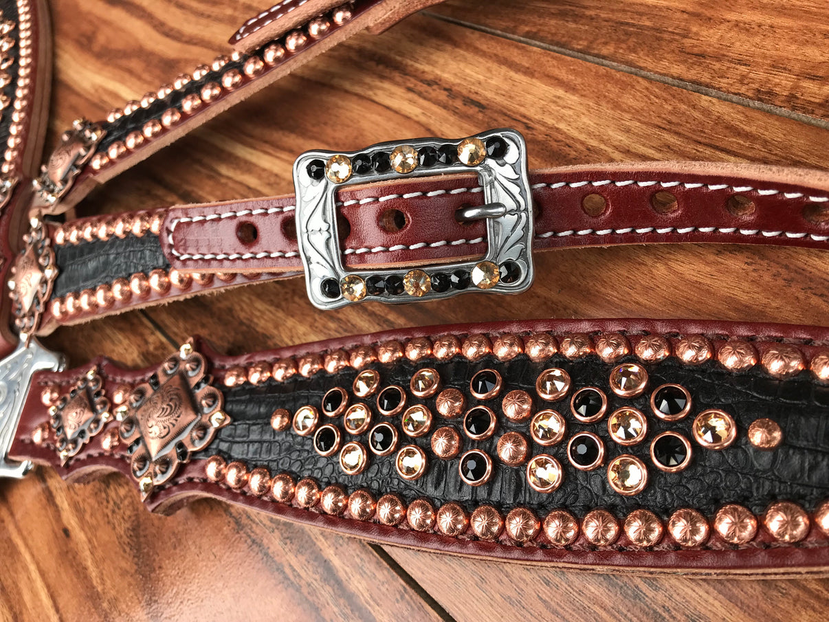 Shiny Black Gator with Copper Accents – Rockn'Wilsons